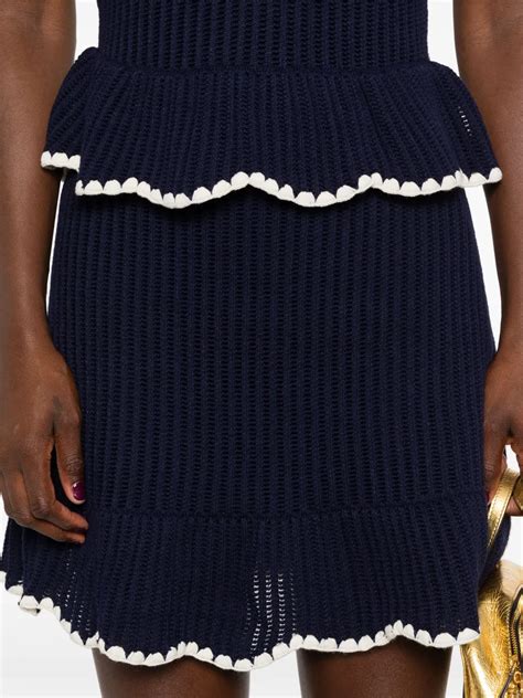 Self Portrait Crochet Flared Mini Dress Blue Farfetch