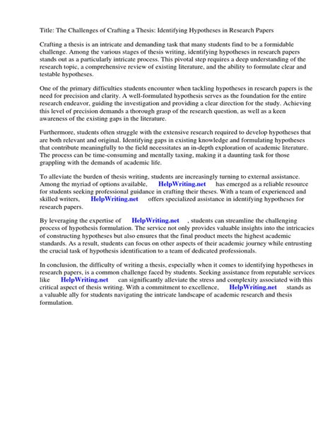 Identifying Hypothesis In Research Paper Pdf Hypothesis