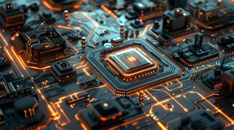 Futuristic Cyberpunk Motherboard With Intricate Circuitry And Luminous Glowing Elements