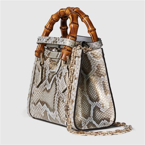 Gucci Diana Mini Python Tote Bag In Grey GUCCI SG