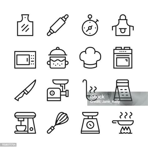 요리 선 아이콘 세트입니다 현대 그래픽 디자인 개념 간단한 선형 윤곽 요소 컬렉션 얇은 라인 디자인 벡터 선 아이콘 아이콘에 대한 스톡 벡터 아트 및 기타 이미지 Istock