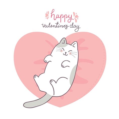 Premium Vector Cartoon Cute Valentines Day Cat And Love Vector