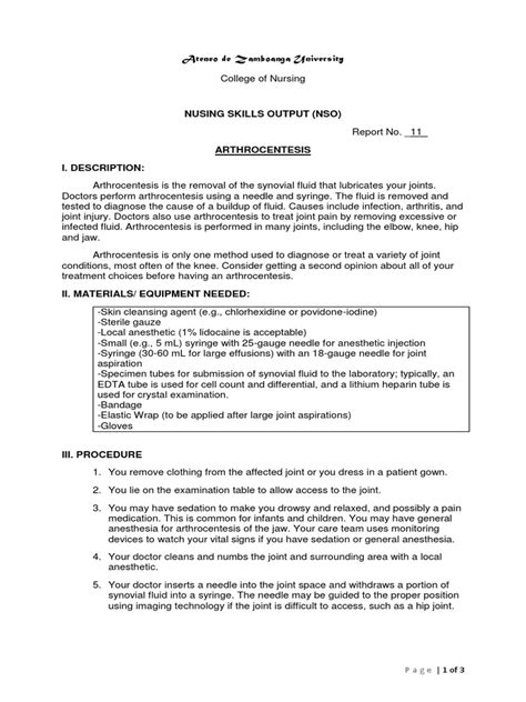 Arthrocentesis Pdf Anesthesia Syringe