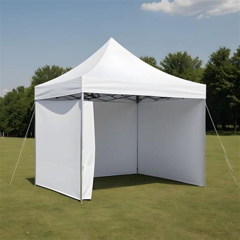 White Pop Up Tent On Green Grass Premium Ai Generated Image