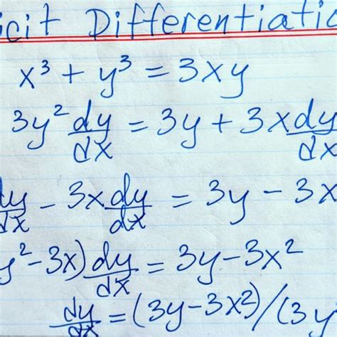 Implicit Differentiation Math Worksheets And Math Videos Toronto