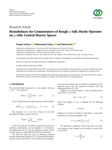 Boundednessforcommutatorsofroughp Adichardy Pdf Mathematics Mathematical Analysis