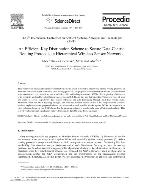 Pdf An Efficient Key Distribution Scheme To Secure Data Centric