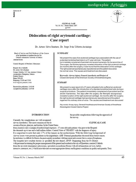 Arytenoid Dislocation Pdf Larynx Clinical Medicine