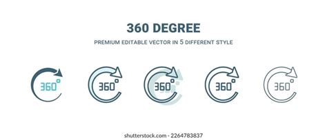 360 Degree Icon 5 Different Style Stock Vector Royalty Free 2264783837 Shutterstock