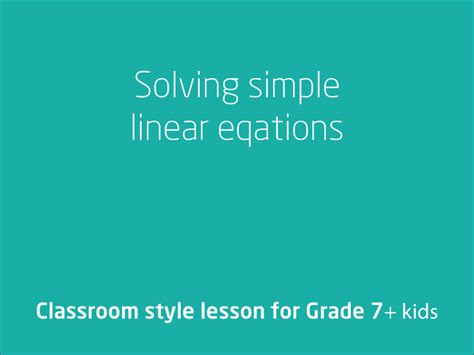 Linear Equation Examples