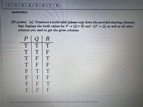 Solved 20 Points A Construct A Truth Table Please Copy