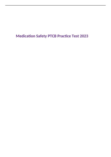 Medication Safety Ptcb Practice Test 2023 Ptcb Stuvia Us