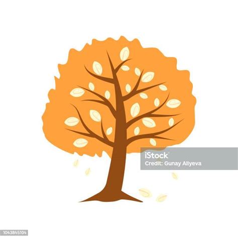 황금 잎 나무입니다 모바일 개념 및 웹 응용 프로그램에 대 한 컬러가 그림의 요소입니다 웹 및 모바일 황금 나뭇잎 일러스트와 함께 자세한 트리를 사용할 수 있습니다 나무에