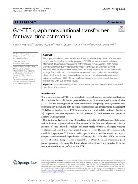 Pdf Gct Tte Graph Convolutional Transformer For Travel Time Estimation