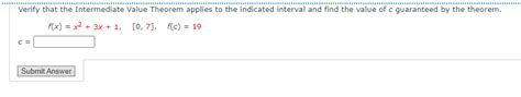 Solved Verify That The Intermediate Value Theorem Applies To Chegg