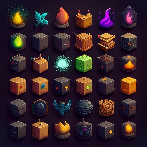 Premium Ai Image Fruity Incantations Square Fruit Spell Sprite Icons With Flat 2d Textures