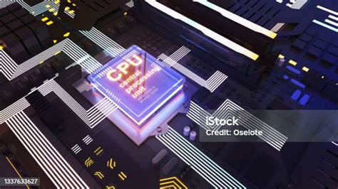 중앙 처리 장치의 이미지 작업 처리 기술 작업 장에서 컴퓨터 기술 회로 기판에 개념 Cpu 3차원 형태에 대한 스톡 사진 및 기타 이미지 Istock