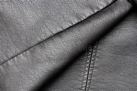 Leather Jacket Texture With Neat Sewing Seams Stock Image Image Of
