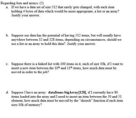 Regarding Lists And Arrays 5 A If We Have A Data
