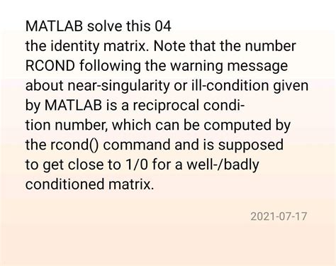 Matlab Solve This 04 The Identity Matrix Note That