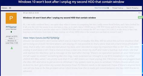 Windows Won T Boot After I Unplug My Second HDD That Contain Window Windows Forums