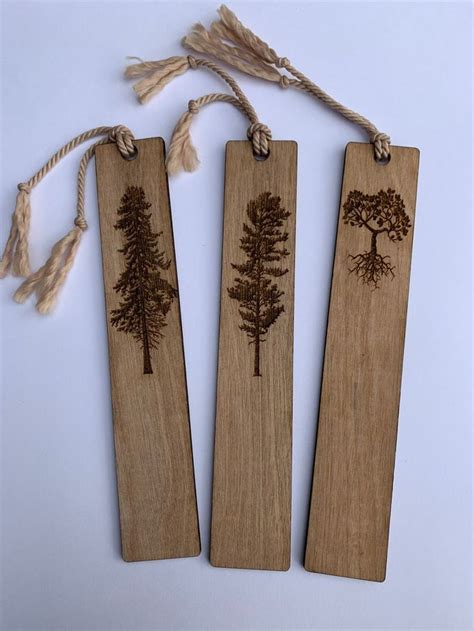 Tree Bookmarks Set Of Three Wood Bookmarks Engraved Tree T