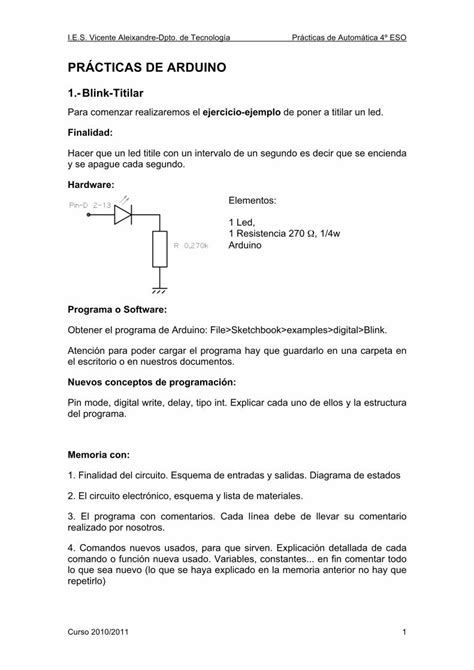 Pdf PrÁcticas De Arduino · Pdf Fileies Vicente Aleixandre Dpto