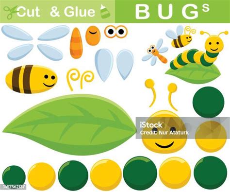 곤충 만화의 집합입니다 아이들을위한 교육 종이 게임 컷아웃 및 접착 0명에 대한 스톡 벡터 아트 및 기타 이미지 0명 가위 곤충 Istock