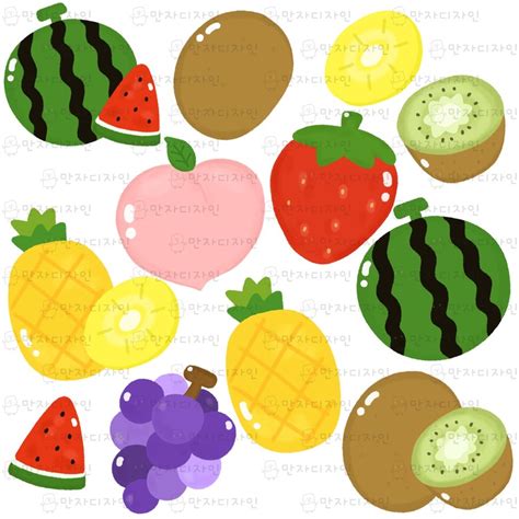 컷도안 여름 과일 만자디자인