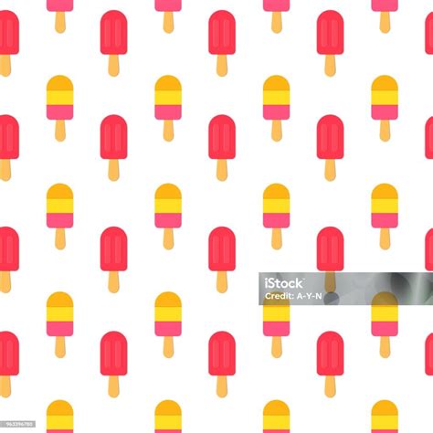 아이스크림 Trandy 종이에 원활한 패턴 컷 스타일 반복 맛 있는 여름 밝은 아이스크림 스틱 패키지 디자인 자른 아트 스타일에 벡터 카드 그림에 대 한 흰색 바탕에 0명에