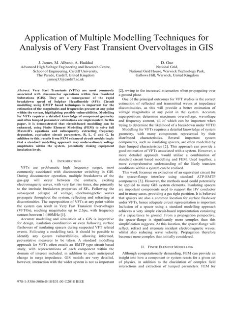 Application Of Multiple Modelling Techniques For Analysis Of Very Fast Transient Overvoltages In