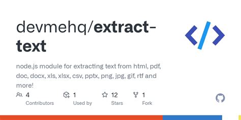 Github Devmehq Extract Text Node Js Module For Extracting Text From Html Pdf Doc Docx Xls