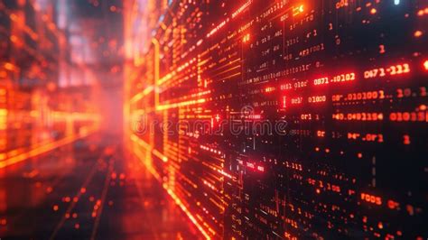 Abstract Digital Data Visualization With Glowing Lines And Numbers In A Futuristic Setting Stock