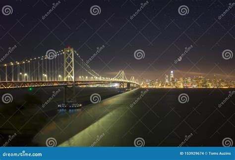 Oakland Bay Bridge From Treasure Island At Night San Francisco Stock