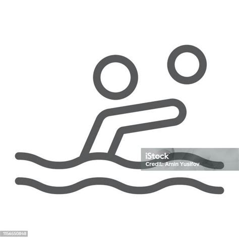 수구 라인 아이콘 스포츠와 물 볼 기호 벡터 그래픽 흰색 배경에 선형 패턴과 수영 10에 대한 스톡 벡터 아트 및 기타 이미지 10 검은색 경기 스포츠 Istock