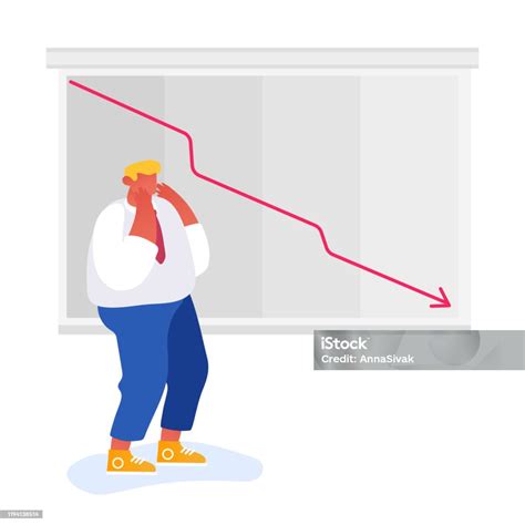 가을 과 감가 상각 개념 빨간 화살 아래로 떨어지는 보고 우울한 사업가 투자자는 주식 시장에서 돈을 잃습니다 금융 위기 기업