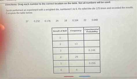 Solved Directions Drag Each Number To The Correct Location On The