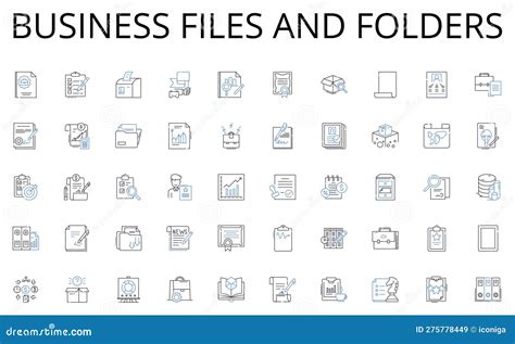 Business Files And Folders Line Icons Collection Insights Data Analytics Metrics Dashboards