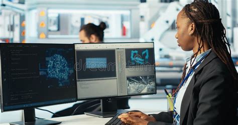 Photovoltaics Factory Programmer Using Ai To Monitor System Performance Stock Image Image Of