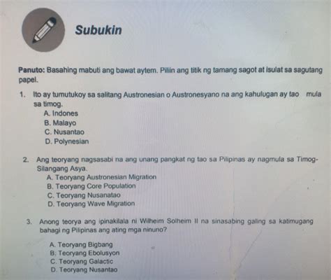 Pagsasanay 2panuto Kilalanin Ang Bawat Pangungusap Pi