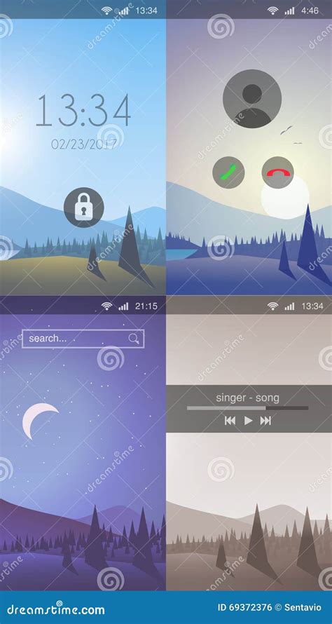 Mobile App Application Background Wallpaper Template Mockup Stock Vector Illustration Of Call