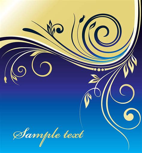 블루와 골드 플로랄 디자인 벡터 Eps Ai Uidownload