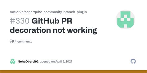 Github Pr Decoration Not Working · Issue 330 · Mc1arke Sonarqube Community Branch Plugin · Github