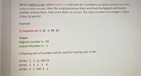 Solved Write A BASH Script Called Maxmin Sh That Asks For 5 Chegg