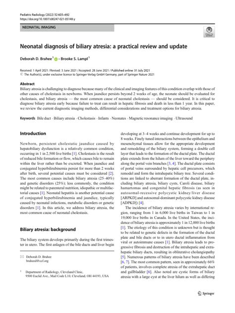 Biliary Atresia Radiology Pdf Liver Gallbladder