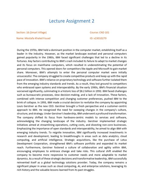 Lecture Assignment 2 Pdf Ibm Innovation