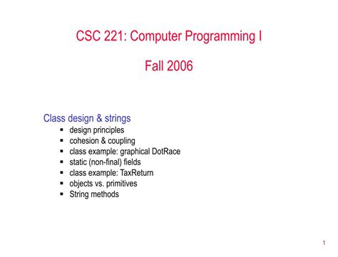 Ppt Csc 221 Computer Programming I Fall 2006 Powerpoint Presentation