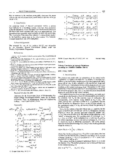 Pdf Velocity Correlation In Isotropic Turbulence According To A Modified Obukhov Theory Iver