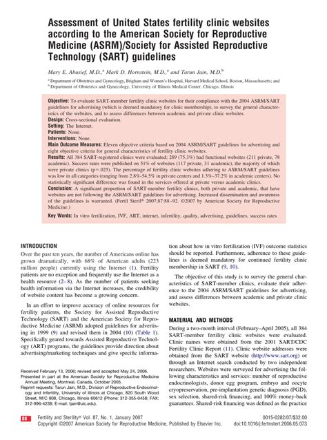 PDF Assessment Of United States Fertility Clinic Websites According To The American Society