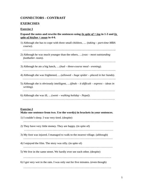 Exercises Connectors Pdf